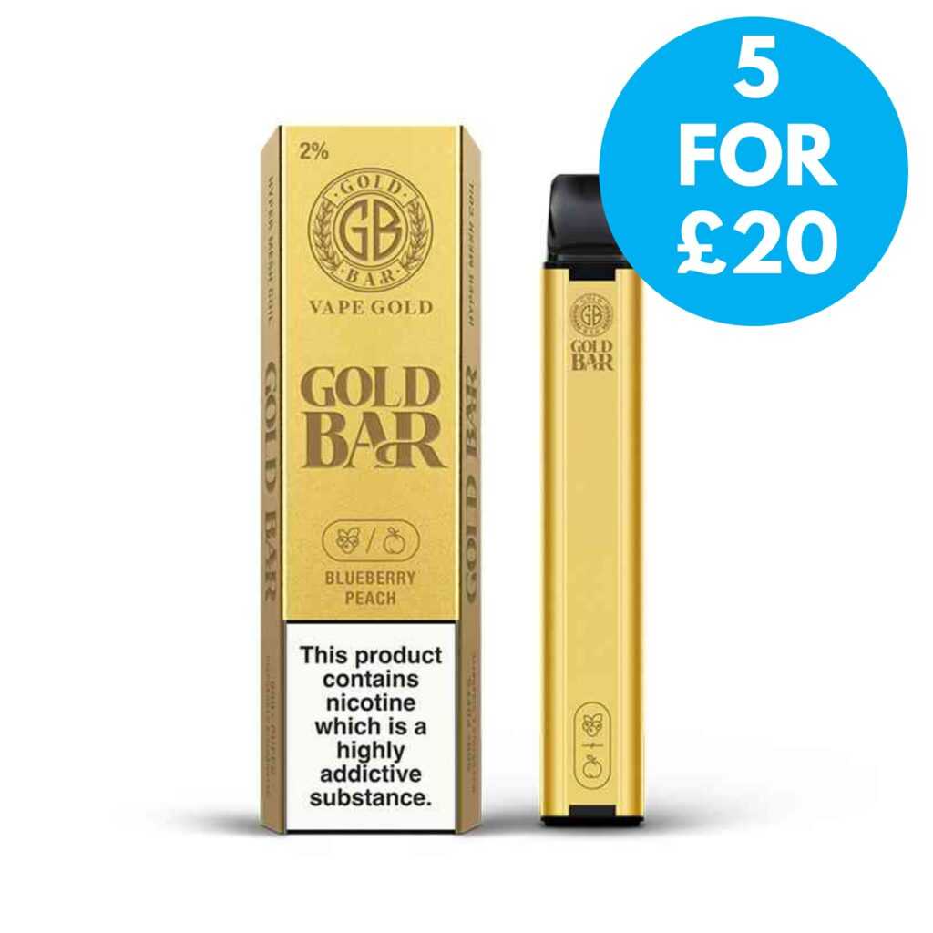 20mg (2%) Gold Bar Disposable Vape - 5 for £20 - Free 24hr Delivery ...