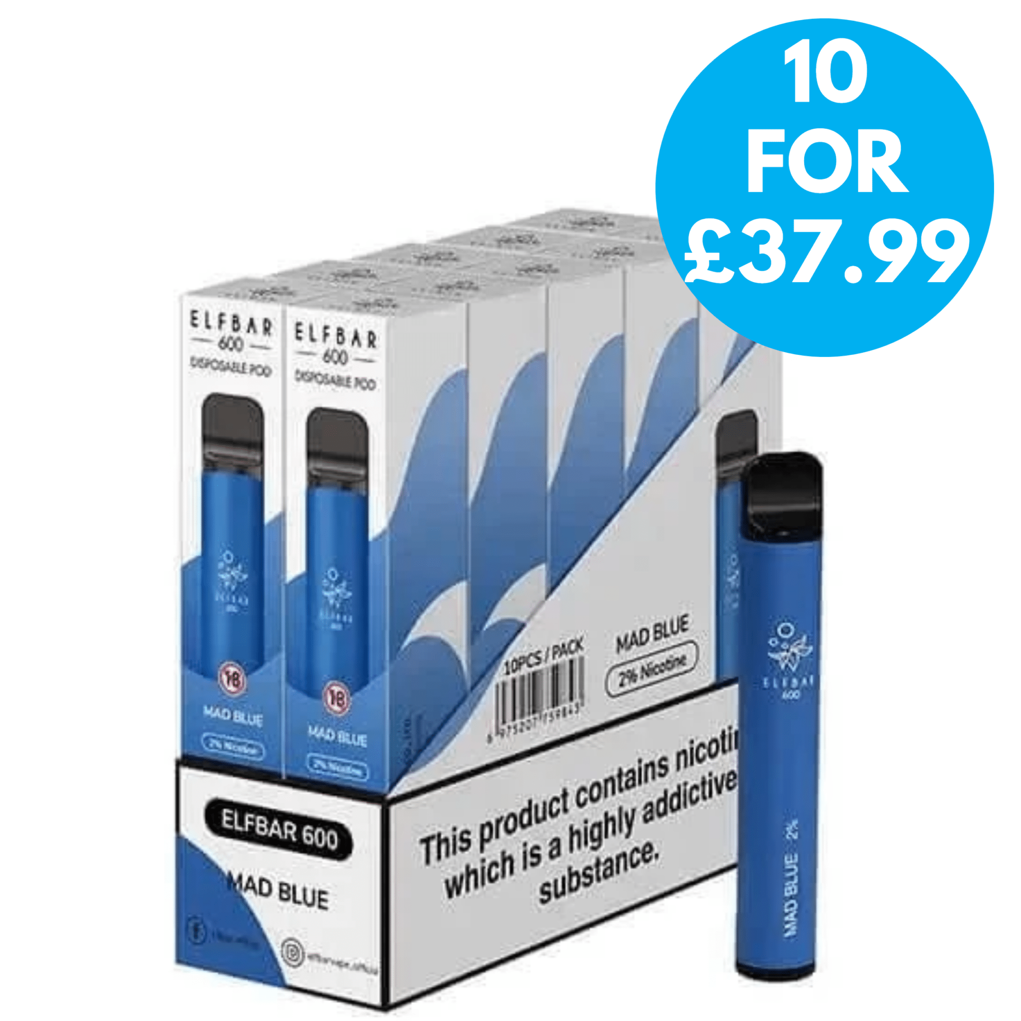 Box Of 10 - 20mg Elf Bar 600 Multipack (2%) - FREE NEXT DAY SHIPPING ...