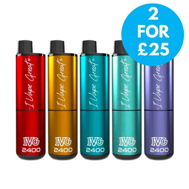 20mg IVG 2400 Disposable Vape 2400 Puffs - 2 for £25- VAPE.CO.UK