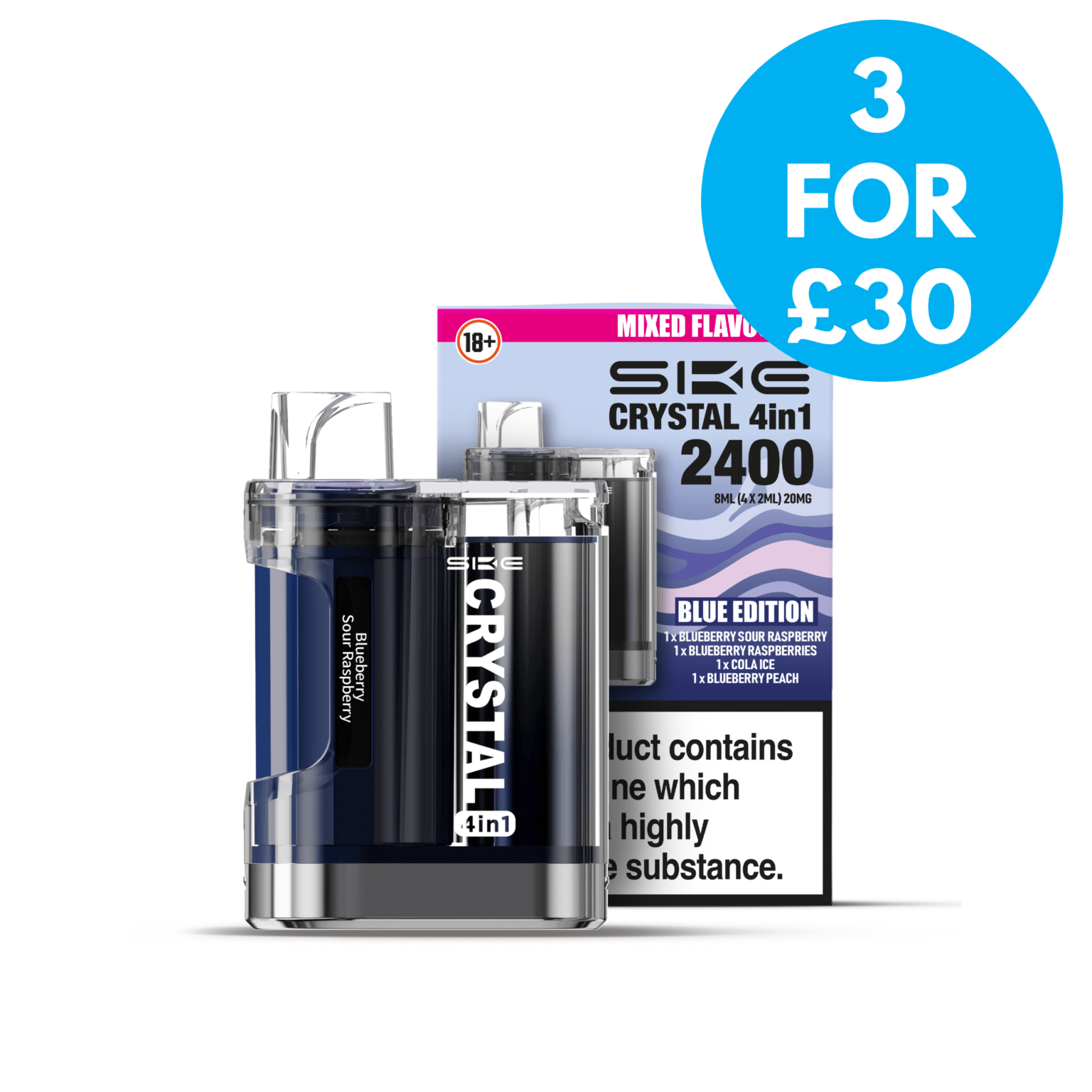 SKE Crystal 4in1 2400 Puffs Pod Kit Only £11.99! - VAPE.CO.UK