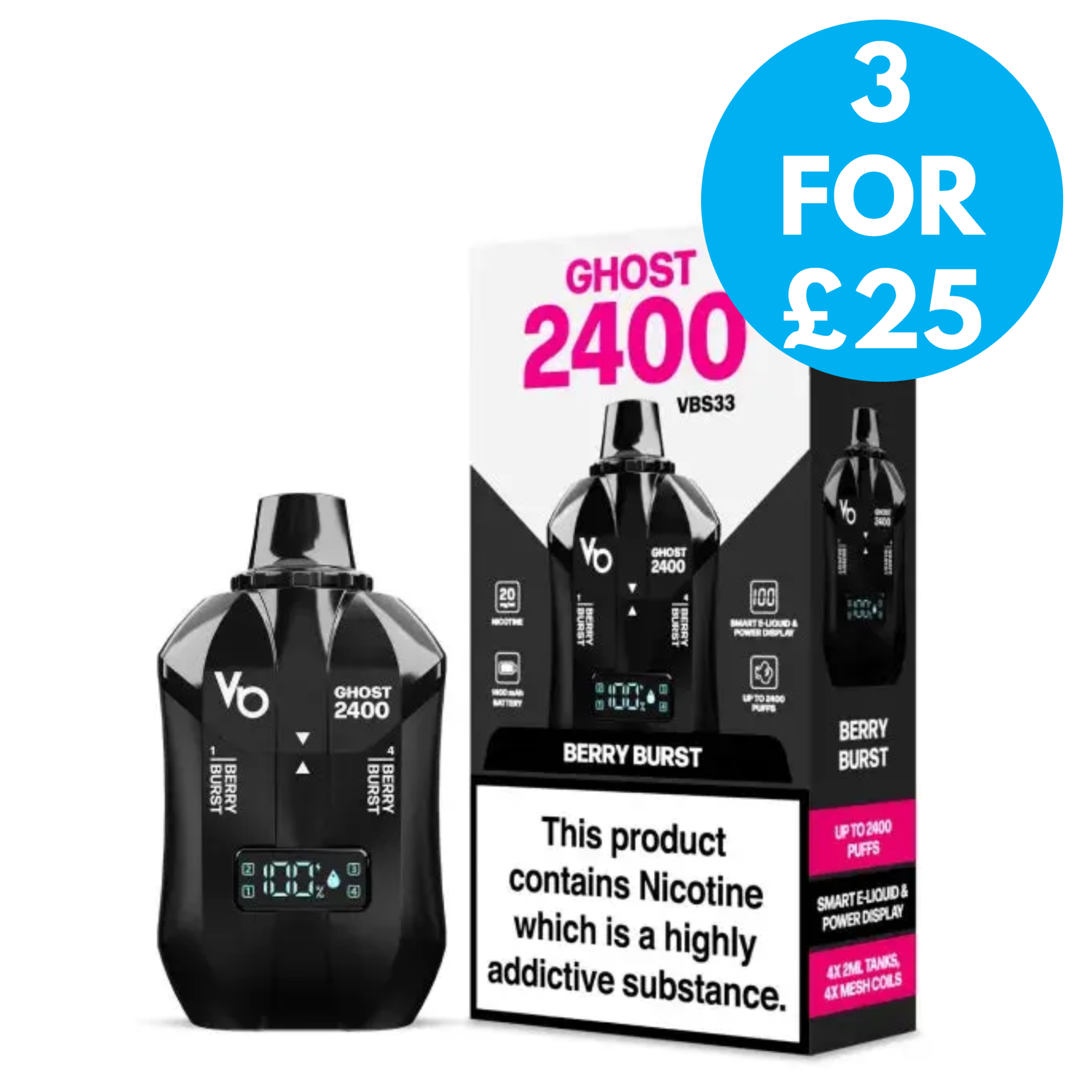 Ghost 2400 Puffs Disposable Vape - 3 For £25 & Free Delivery - VAPE.CO.UK