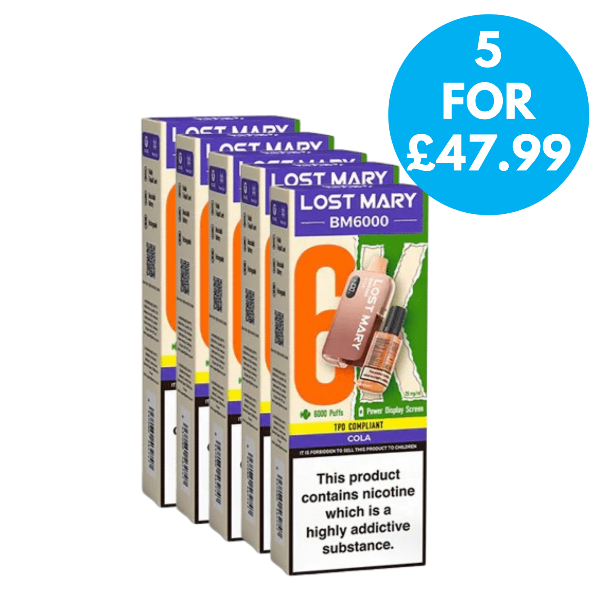 20mg (2%) Lost Mary BM6000 (6K Puffs) Vape Multipack (Box of 5) - Free ...