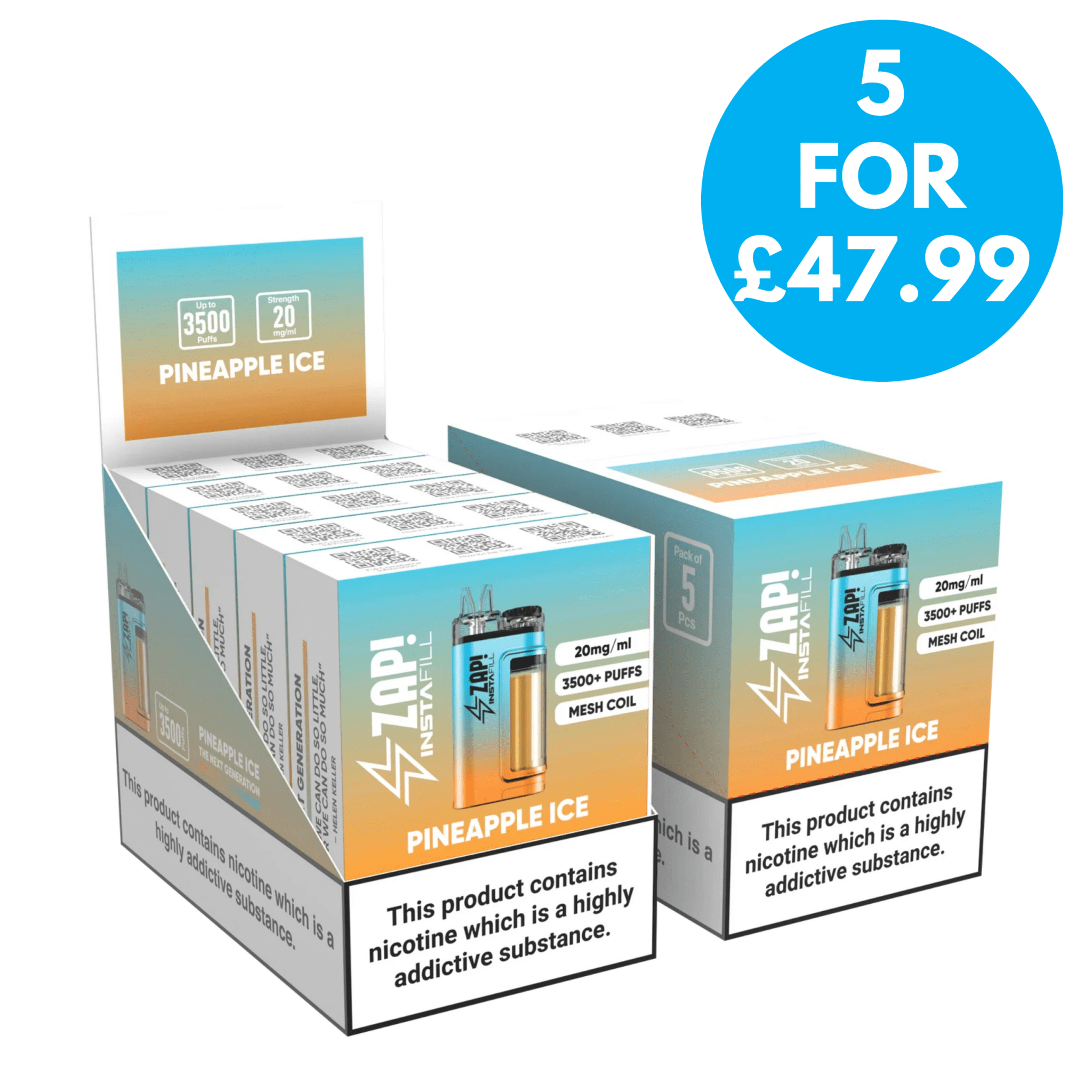Zap Instafill 3500 Puff Disposable Vape Kit Multipack (Box of 5) - Free ...