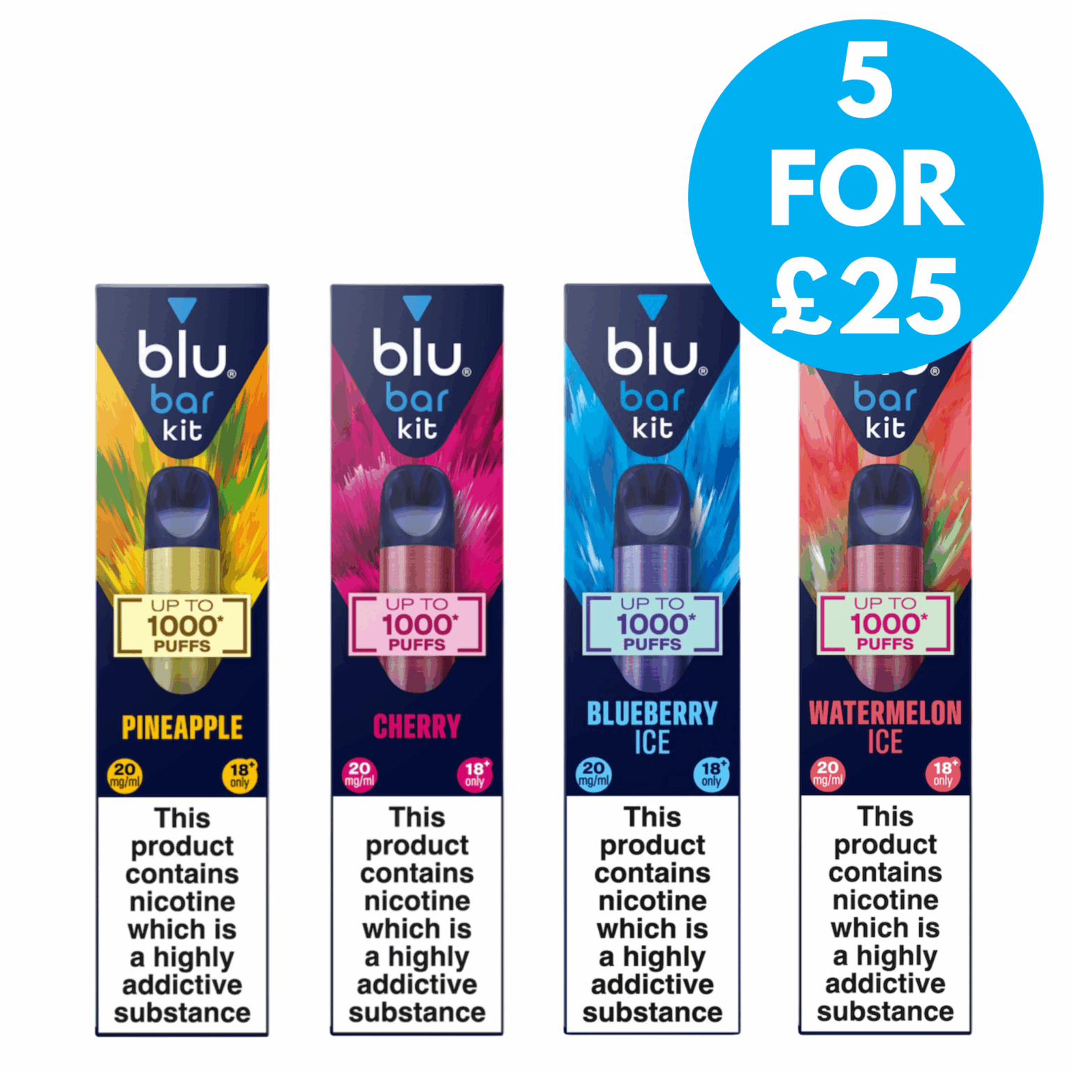20mg Blu Bar 1000 Vape Kit - 5 For £25 - VAPE.CO.UK