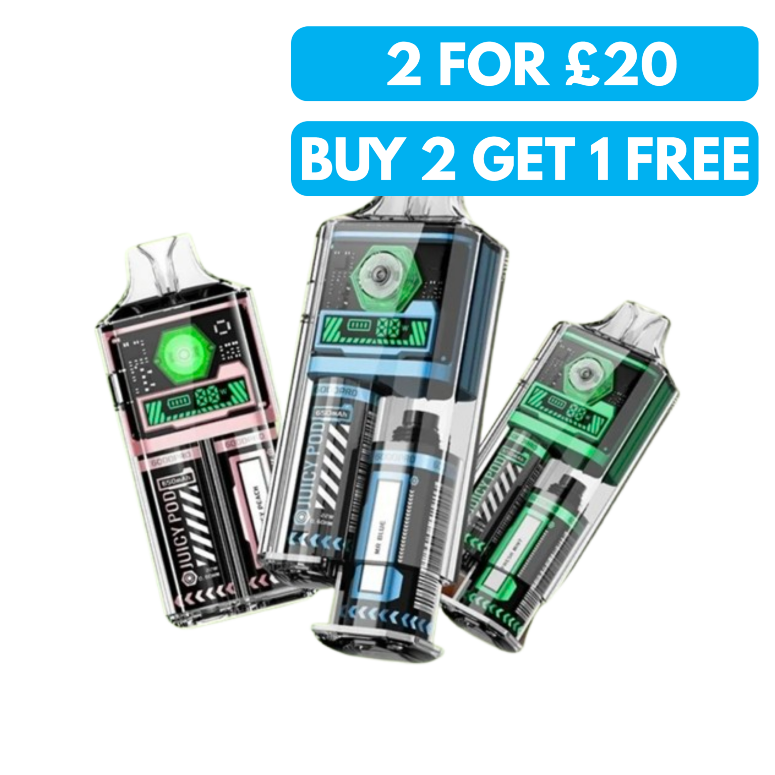 20mg Juicy Pod 6000 (6K Puffs) Pro Disposable - 3 FOR £20 - VAPE.CO.UK