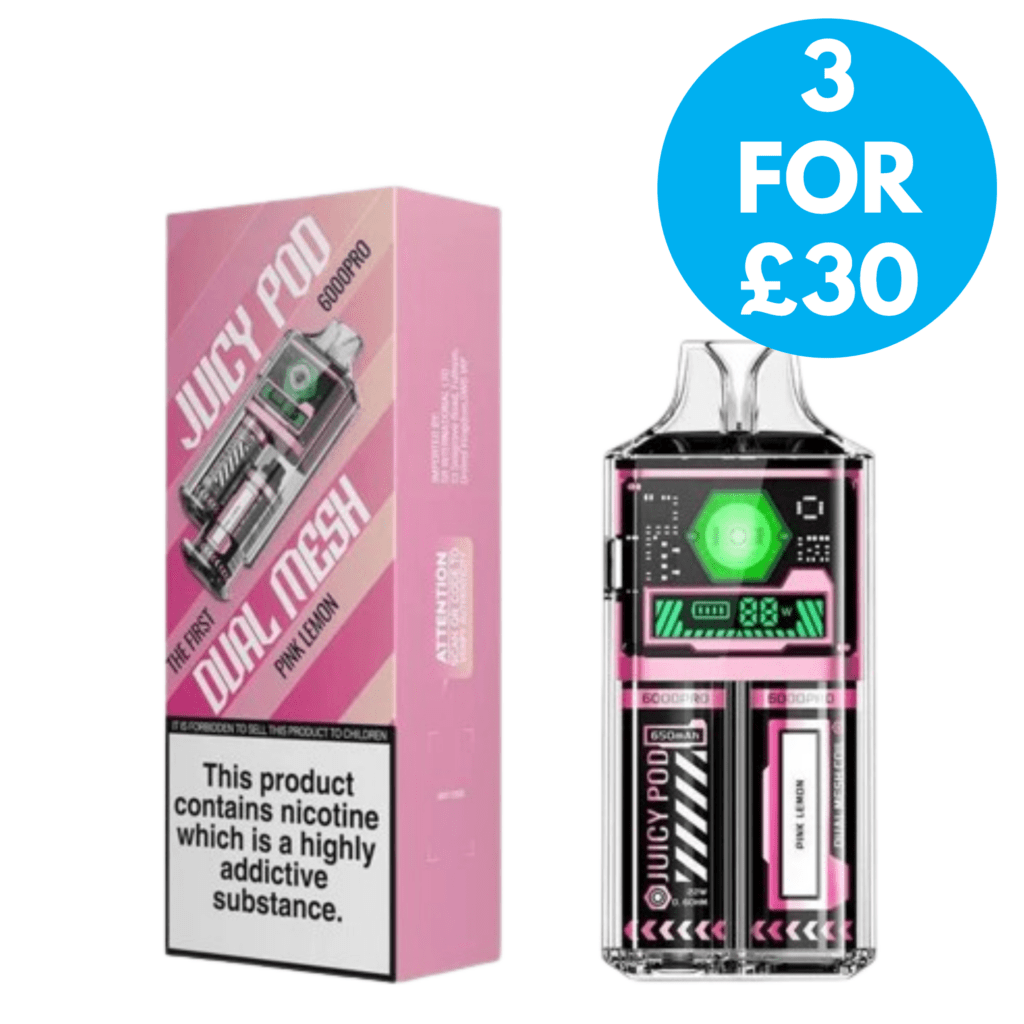 20mg Juicy Pod 6000 (6K Puffs) Pro Disposable - 2 For £15 - VAPE.CO.UK