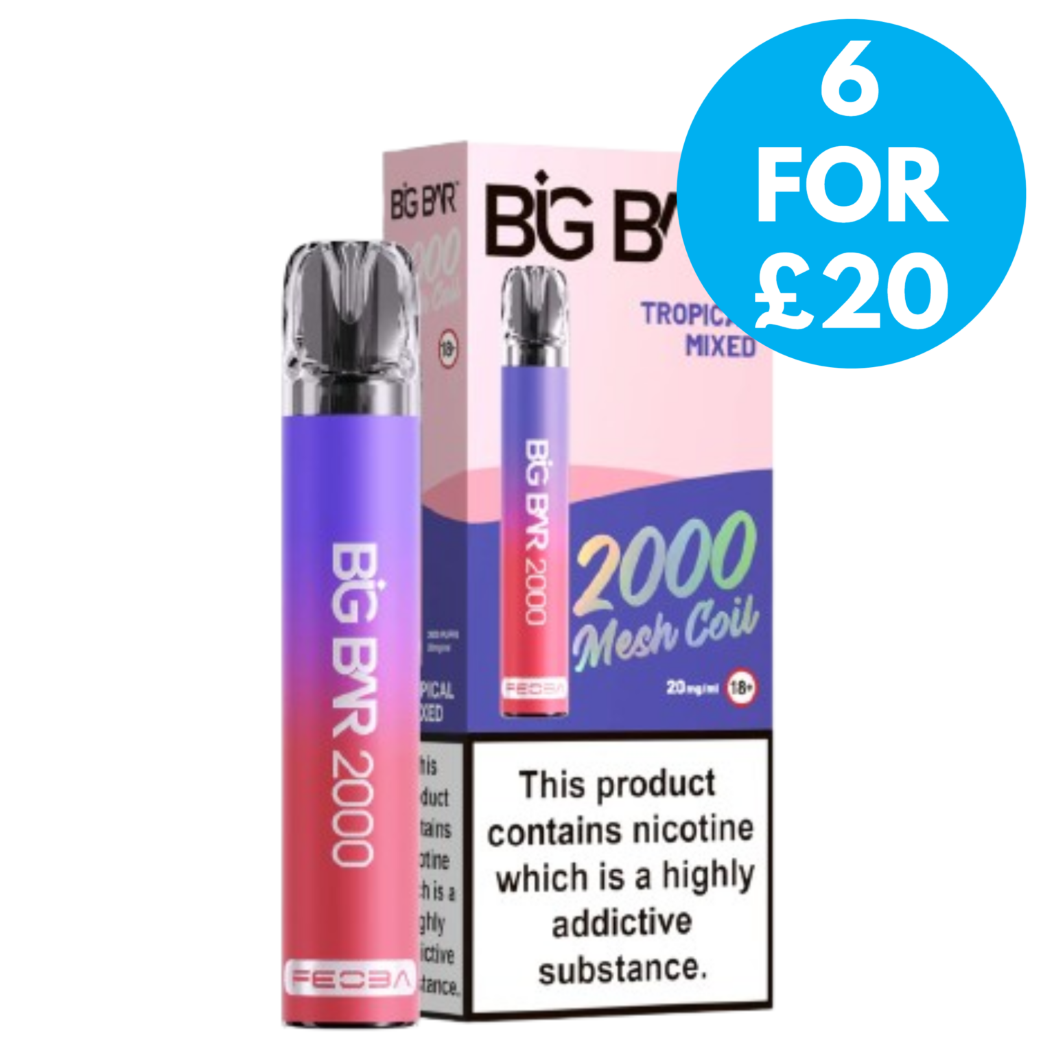 Feoba Big Bar 2000 Vape Kit - 6 For £20 - VAPE.CO.UK