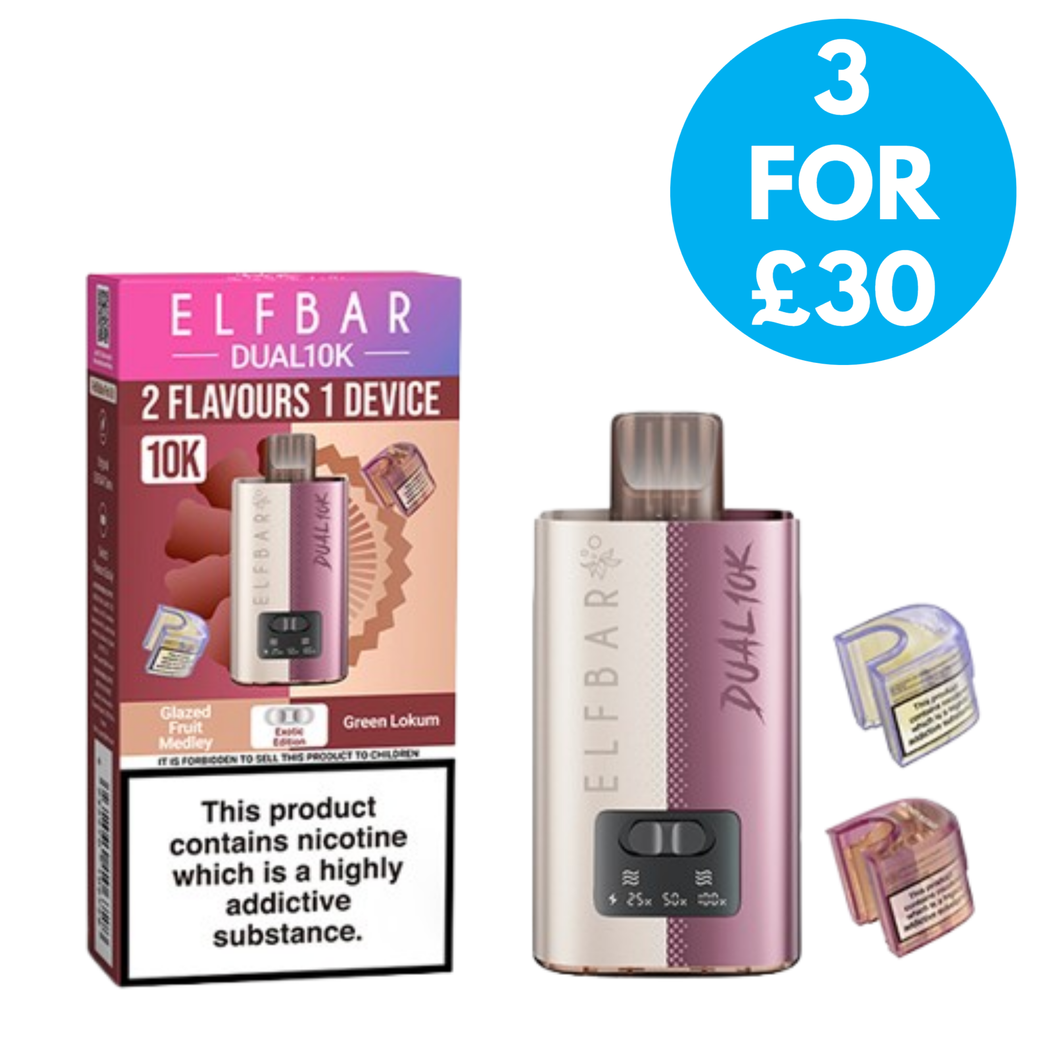 20mg Elf Bar Dual 10K Prefilled Pod Vape Kit - 3 For £30 - VAPE.CO.UK