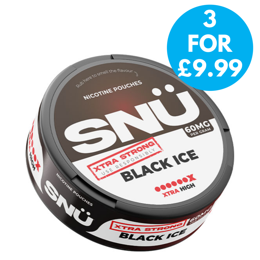 Snu Snus 60mg Nicotine Pouch Black Ice - 3 For £9.99 - VAPE.CO.UK