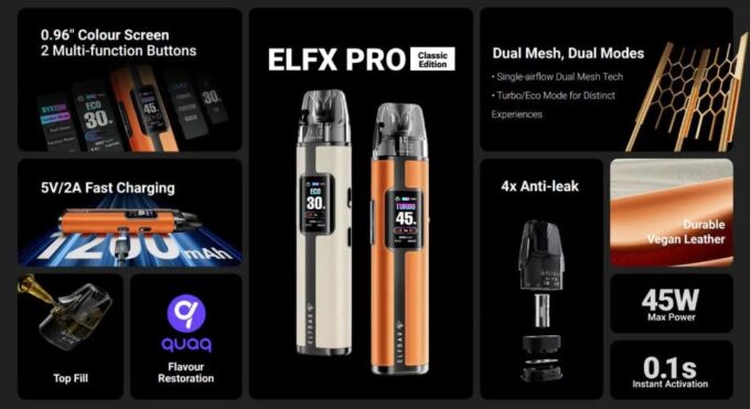 Elf Bar Elfx Pro Classic Edition Pod Vape Kit - VAPE.CO.UK