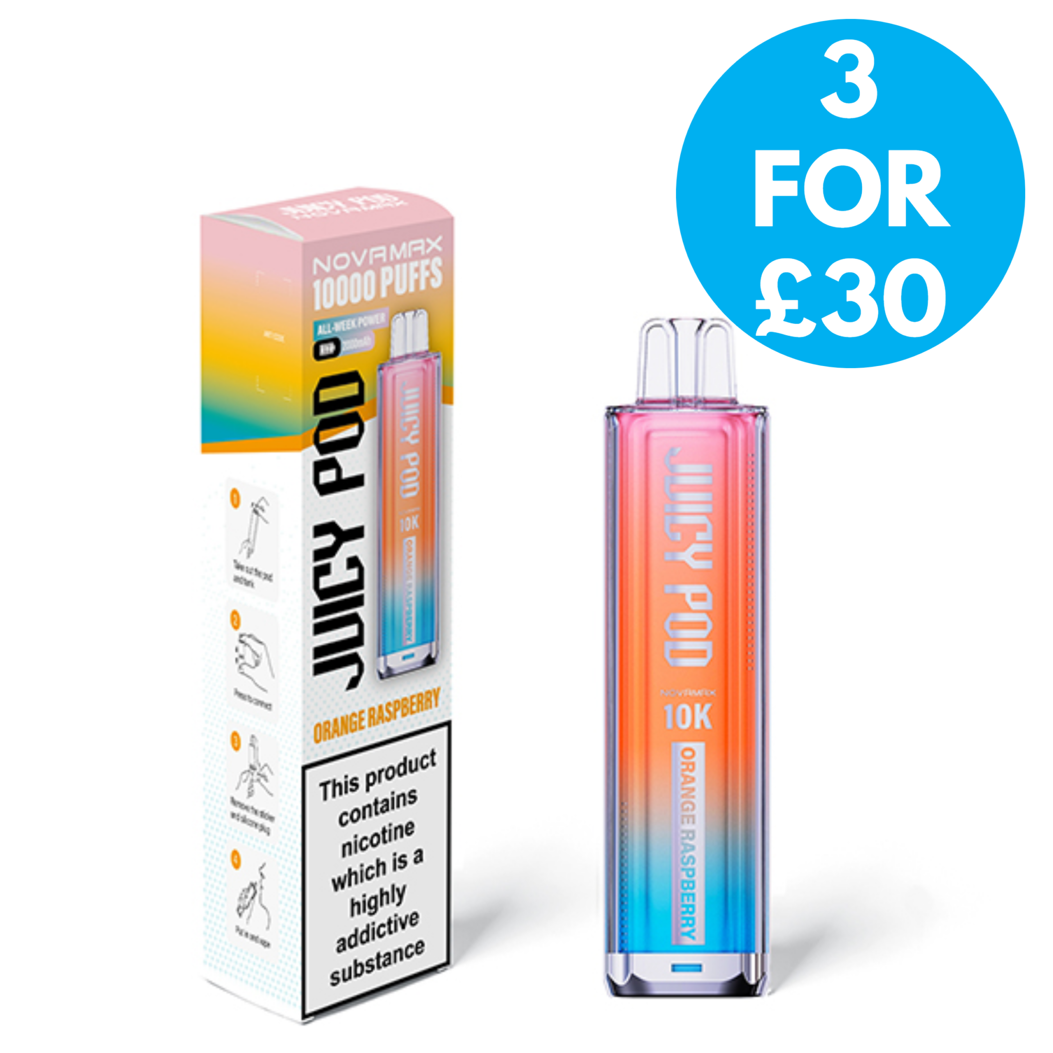 Juicy Pod Novamax 10k Puffs Disposable Vape - 3 For £30 - VAPE.CO.UK