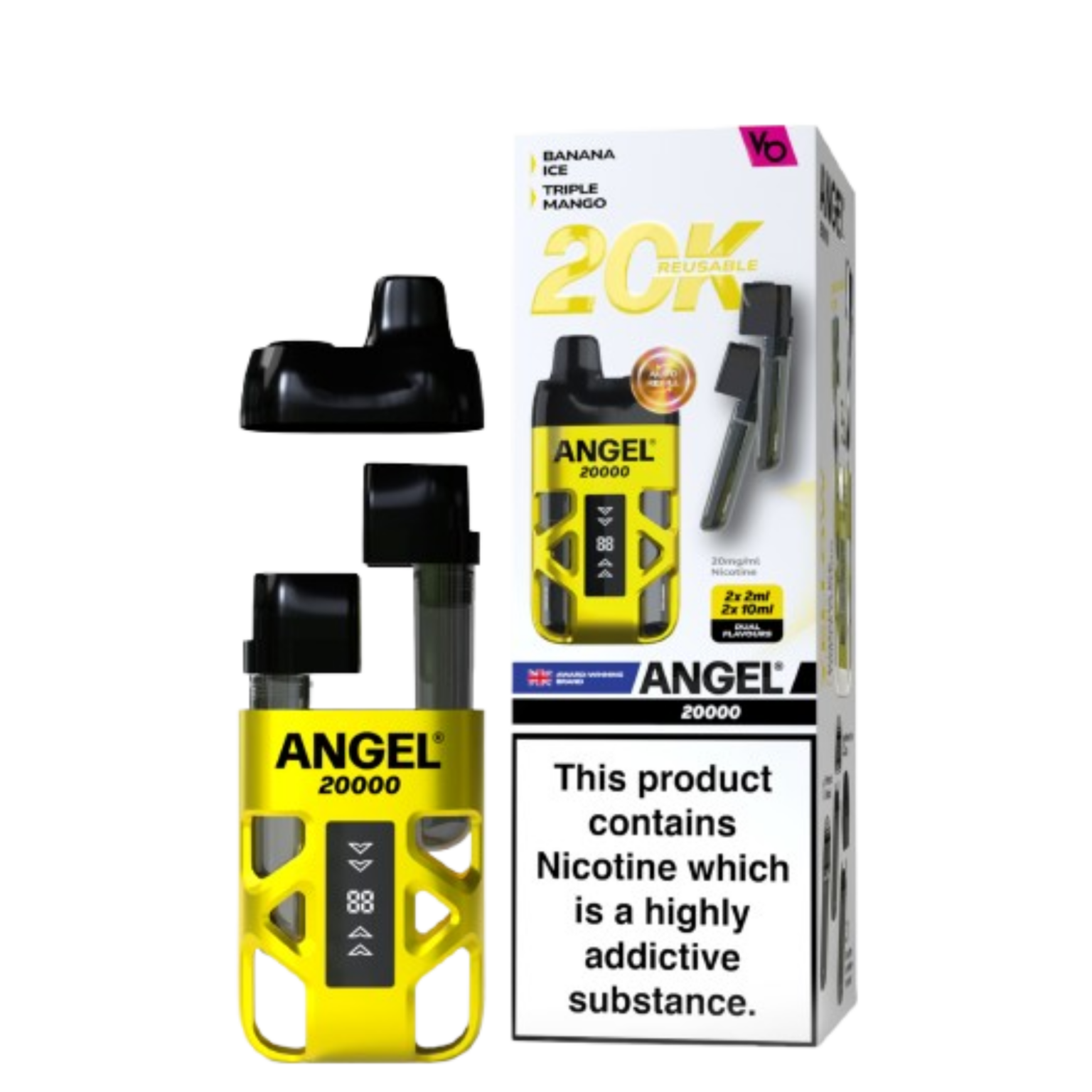 20mg Vapes Bars Angel 20000 20k Prefilled Pod Vape Kit - 2 For £25 ...