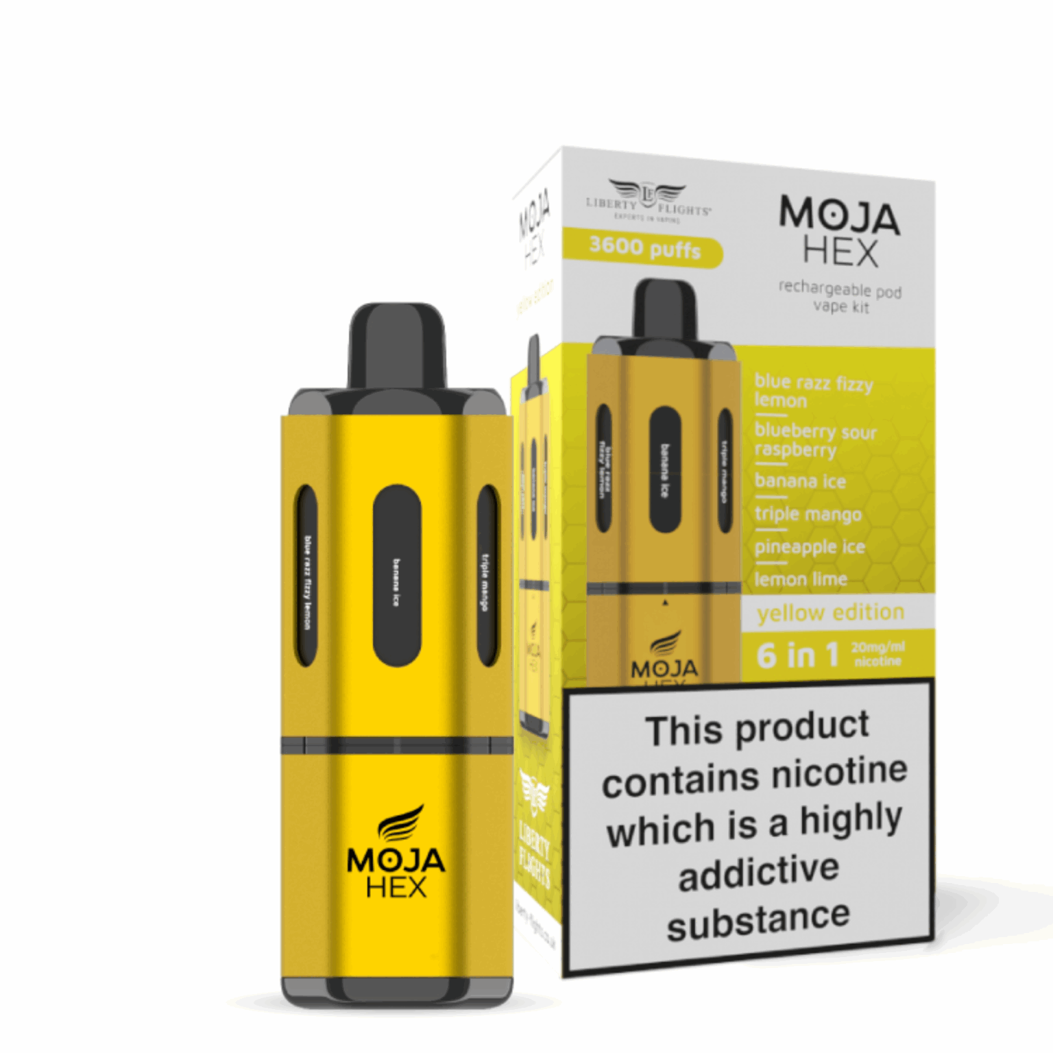 20mg MOJA Hex 6-in-1 Pre-filled Pod Kit - 3 For £30 - VAPE.CO.UK
