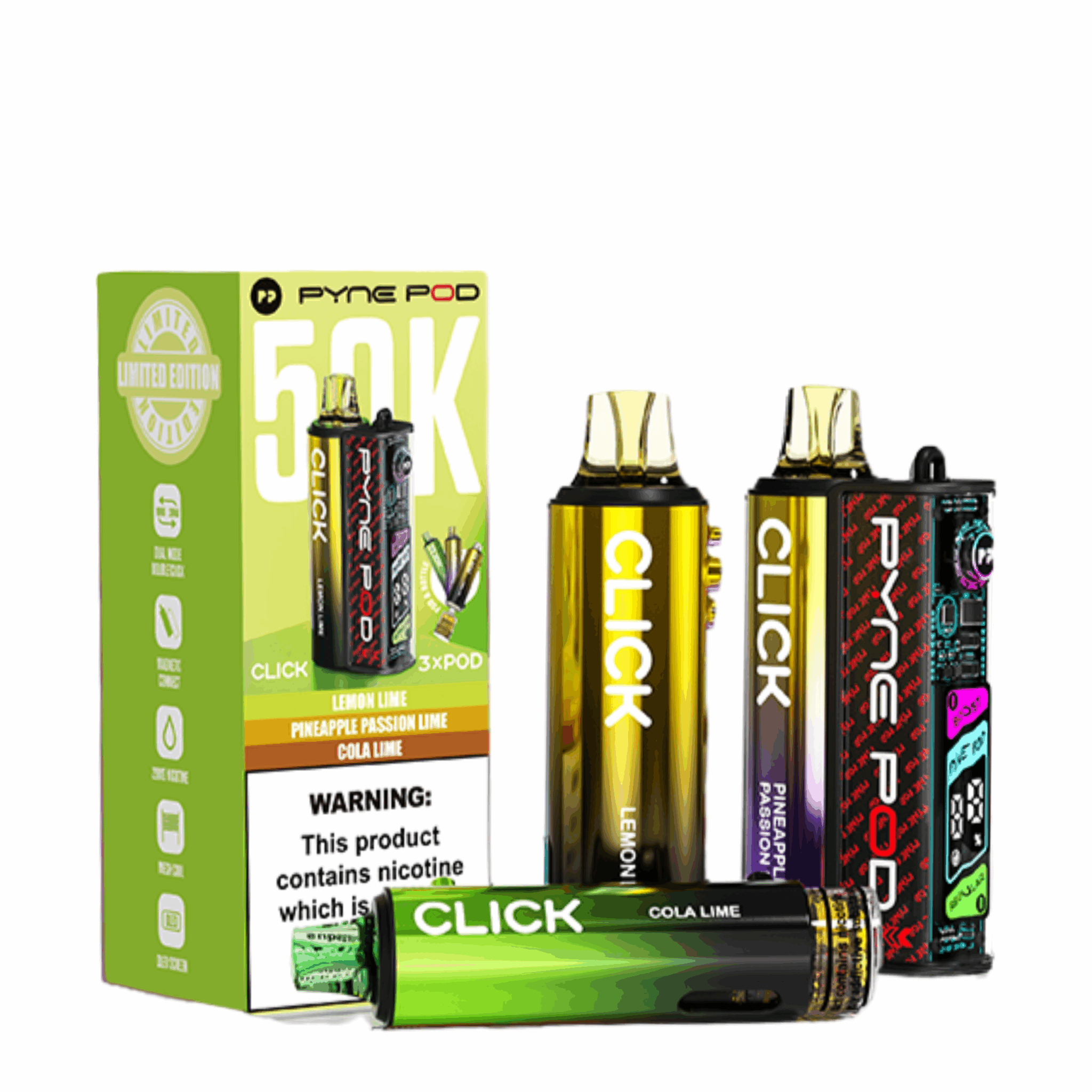 Pyne Click 50k Prefilled Pod Vape Kit - 2 For £25 - VAPE.CO.UK