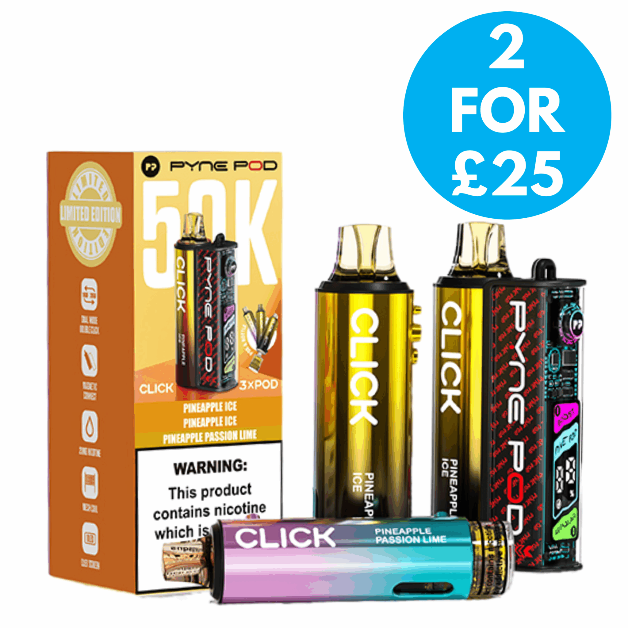 Pyne Click 50k Prefilled Pod Vape Kit - 2 For £25 - VAPE.CO.UK