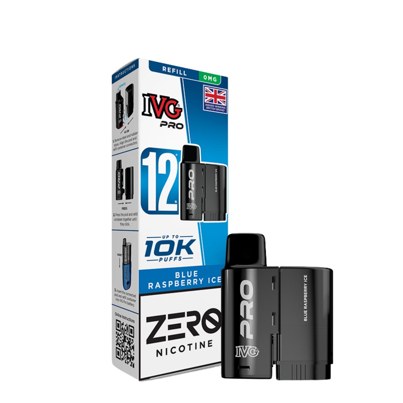 0mg (0%) IVG Pro 12 Refill Pack Nicotine Free - 3 For £18 - VAPE.CO.UK