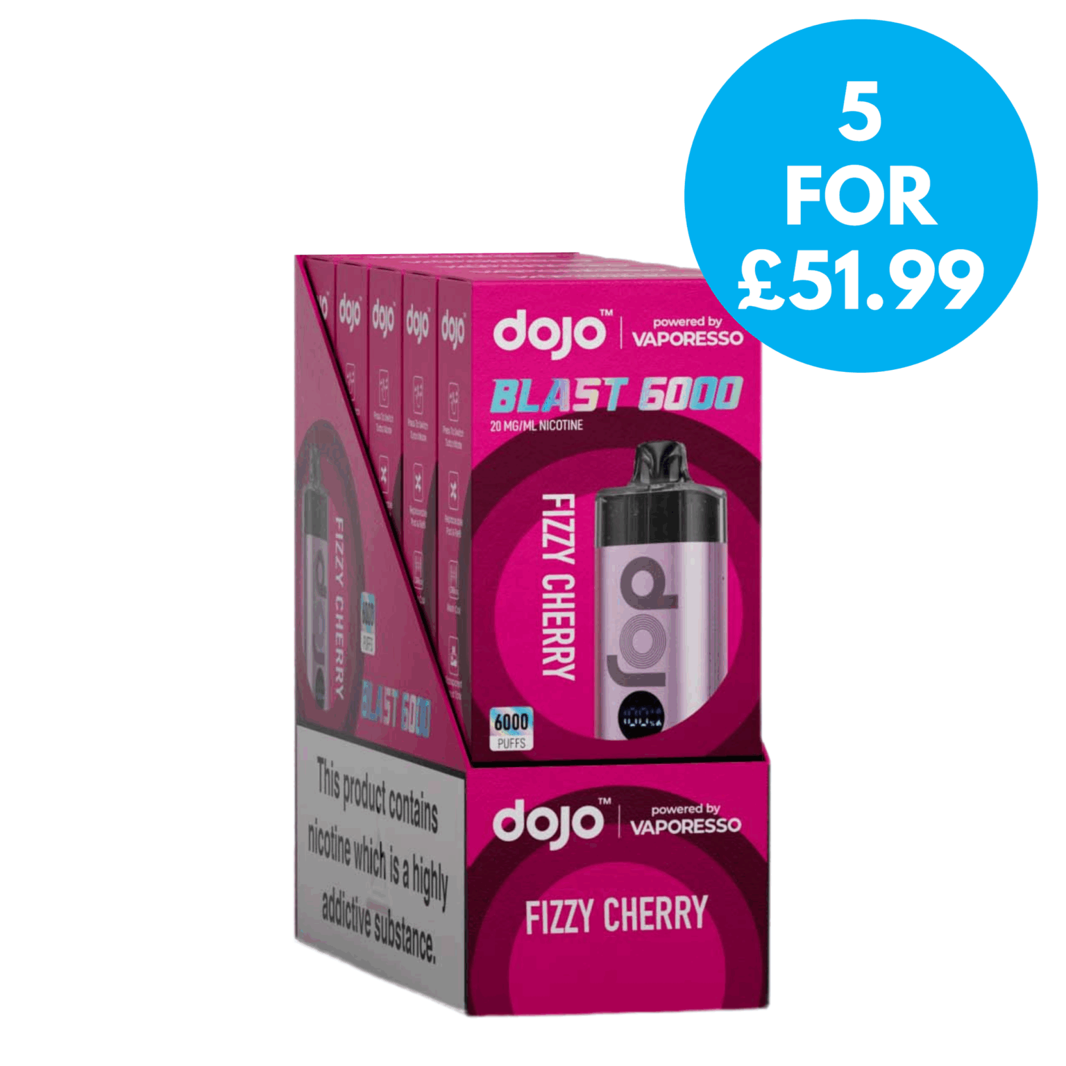 Box of 5 - 20mg Vaporesso Dojo Blast 6000 (6K Puffs) Vape Kit - VAPE.CO.UK